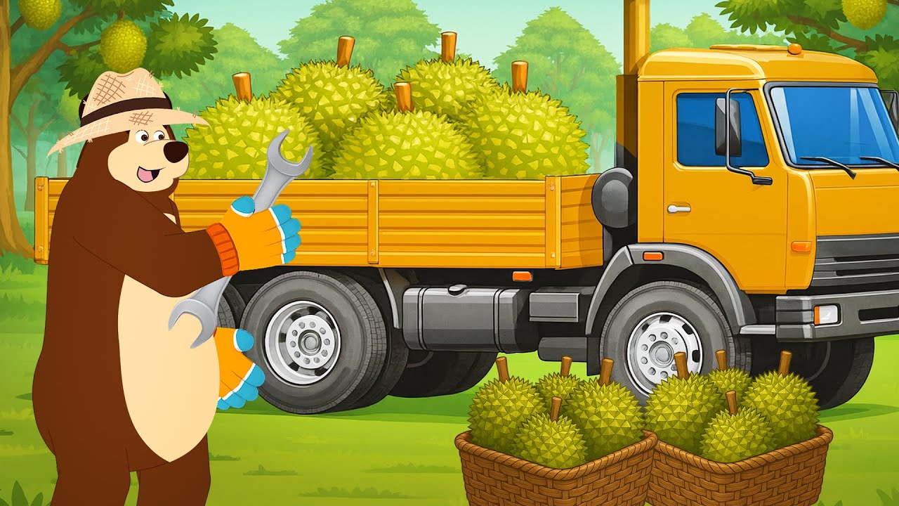 The Bear’s Farm 🐻🚚 Harvesting and Transporting Durians with the Yellow ...