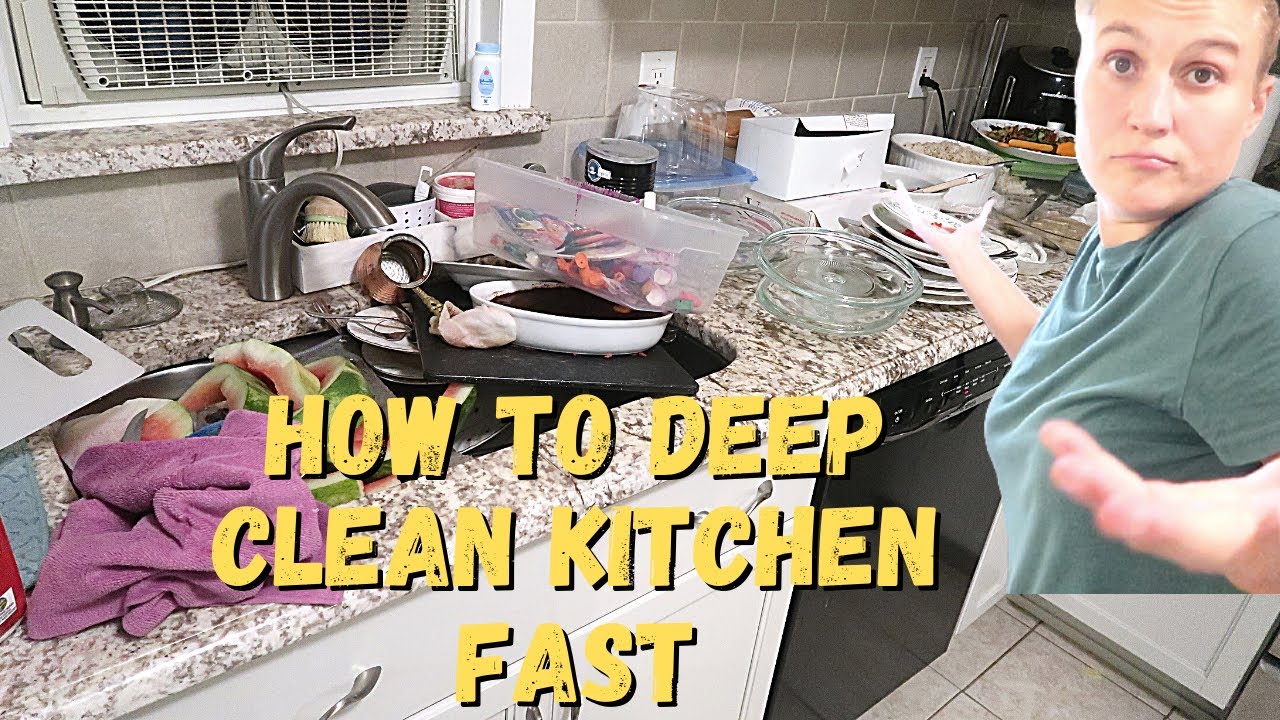 HOW TO CLEAN A MESSY KITCHEN FAST // Late Night Cleaning - YouTube