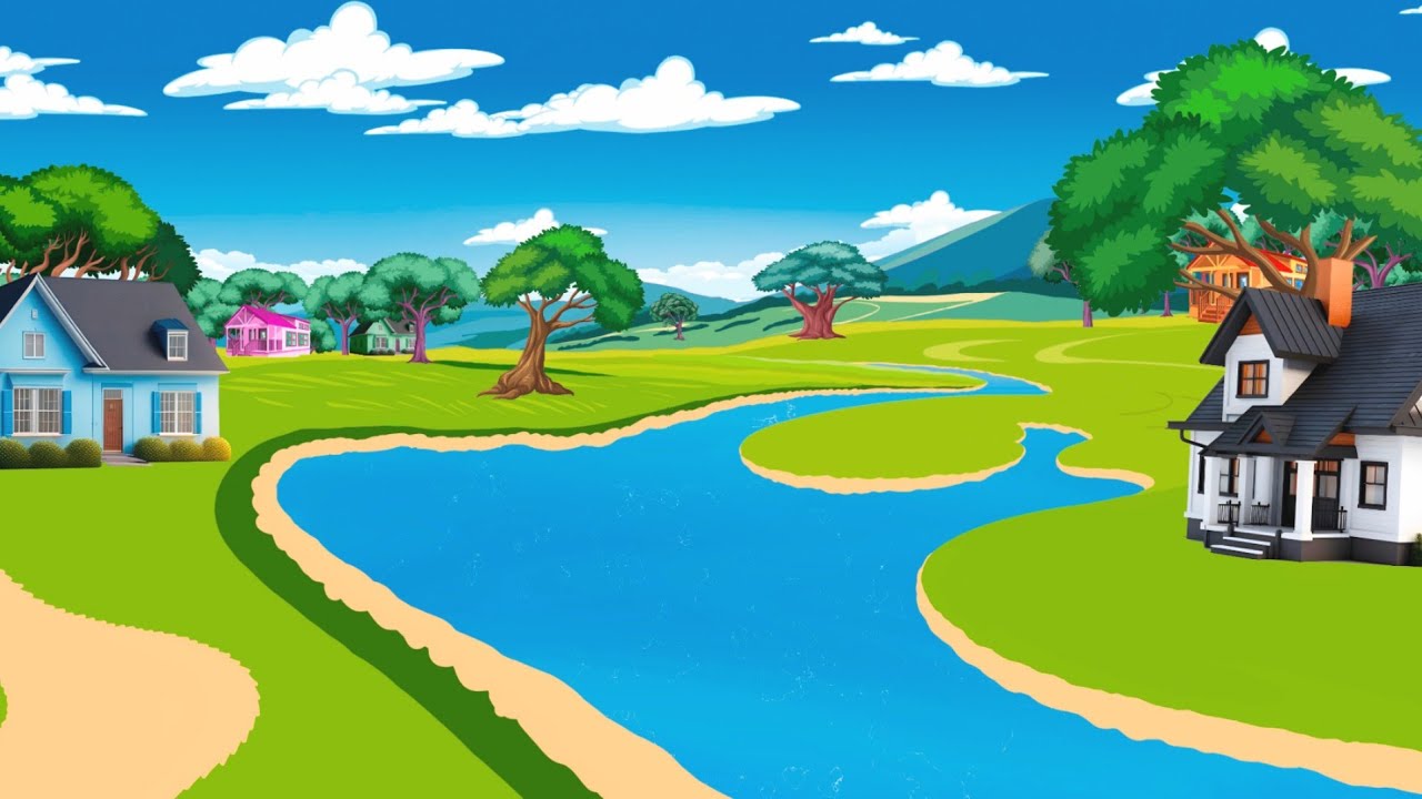 Riverside Cartoon Background