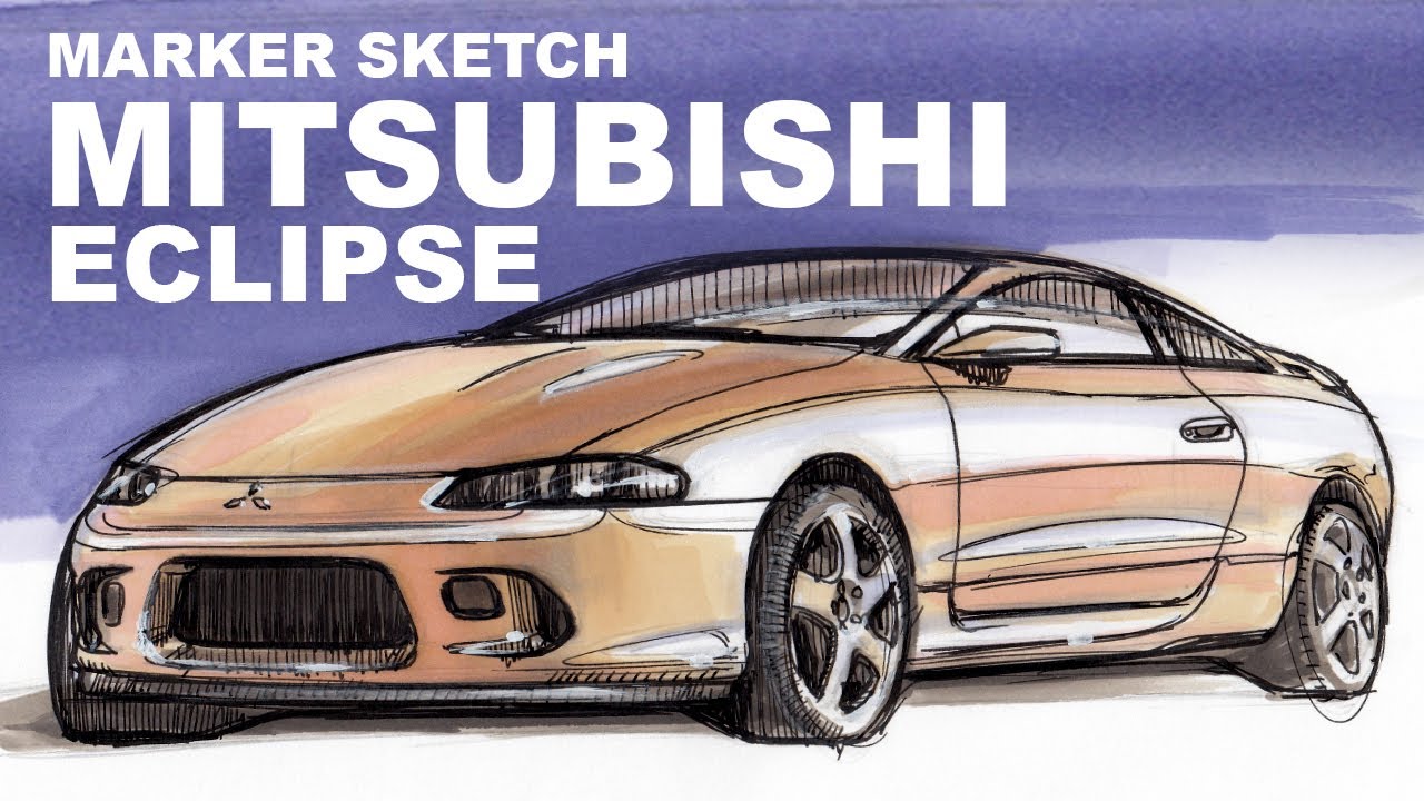 How to draw MITSUBISHI ECLIPSE (with Markers) - YouTube