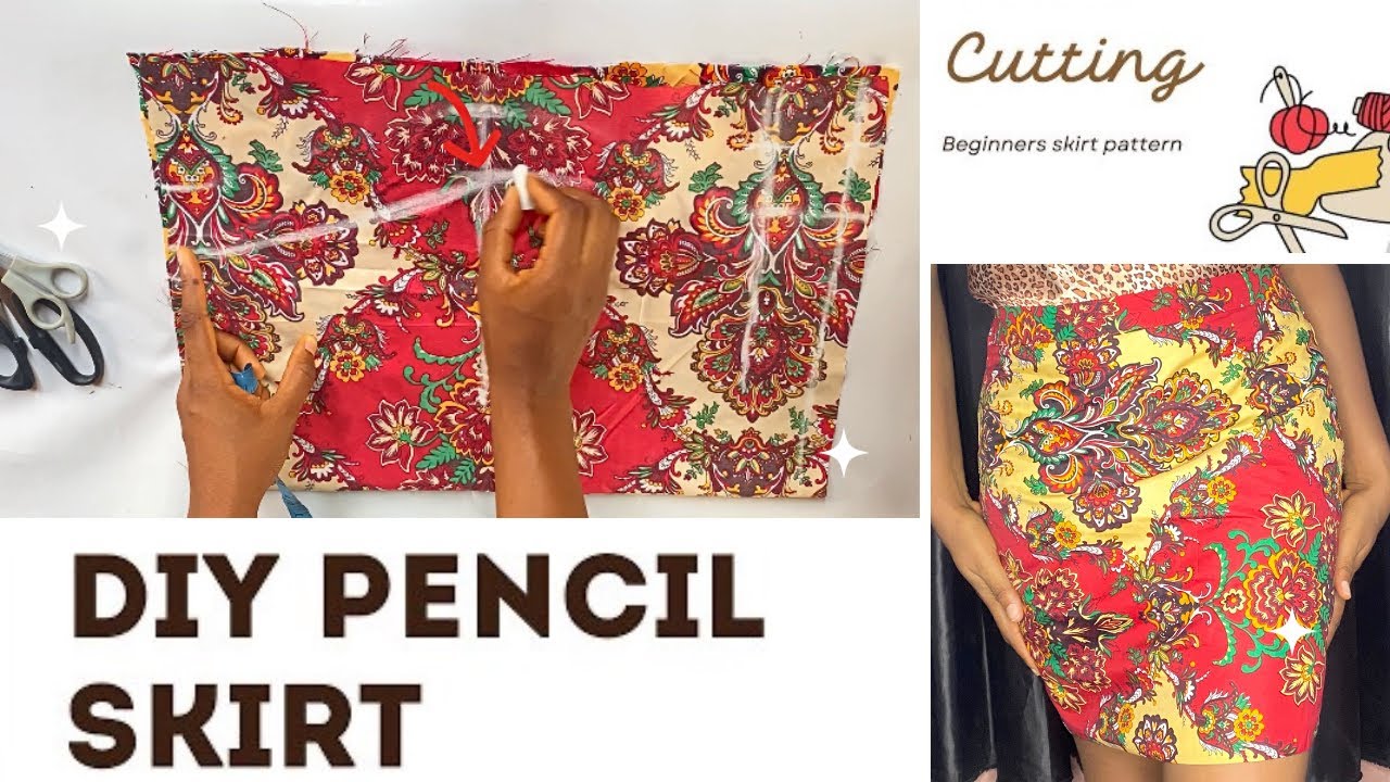DIY how to cut a pencil straight skirt / Straight skirt cutting ...
