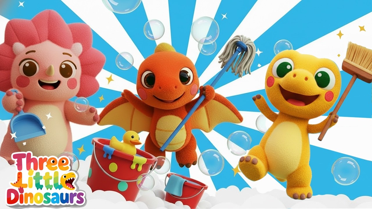 Learn to Clean Up! 🧹 Fun Party Clean Up Song with Little Dinosaurs ...