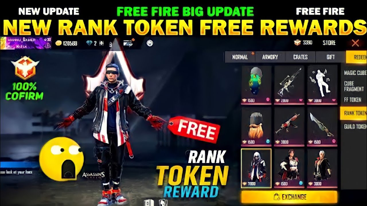 NEW RANK TOKEN REWARDS | FREE FIRE RANK TOKEN EXCHANGE REWARDS ...