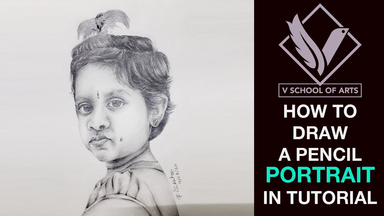How to Draw a Pencil Portrait in Tutorial | V School of Arts - YouTube