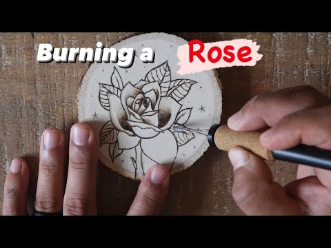 Rose Pyrography // Wood Burning a Traditional Rose with the Colwood ...