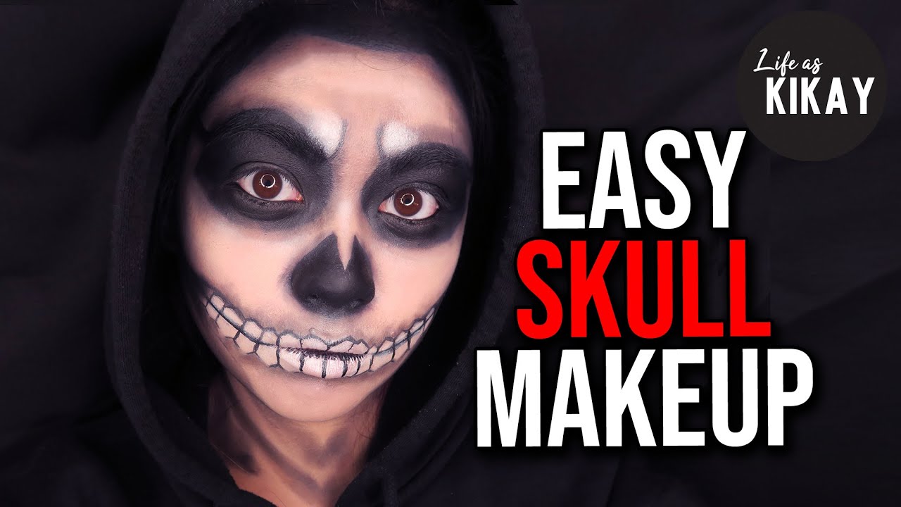 Easy Skeleton Skull Makeup Tutorial for Beginners (Halloween) - YouTube