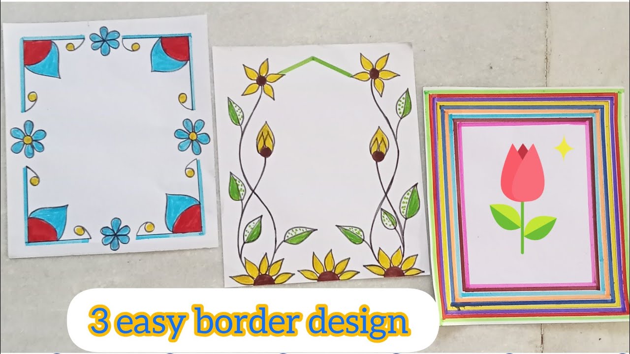 3 easy border design for project/project for school work #viral # ...