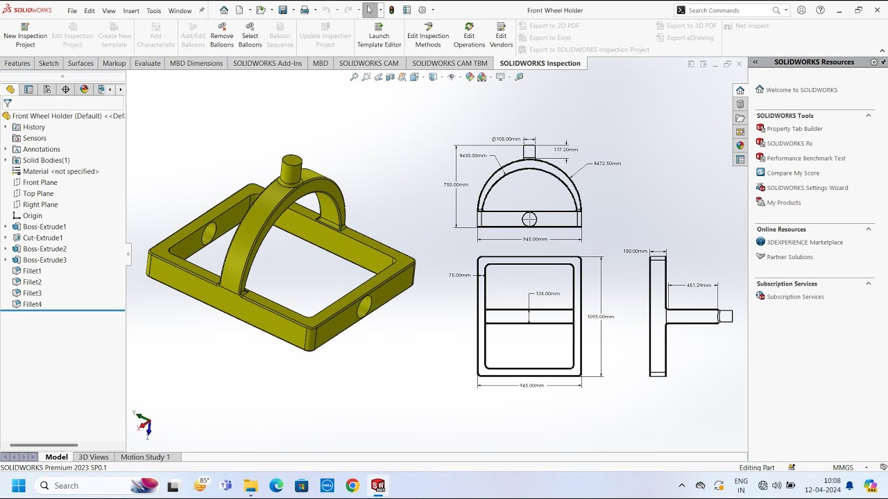 Solidworks Tutorial Road Roller Front Wheel Holder. - YouTube