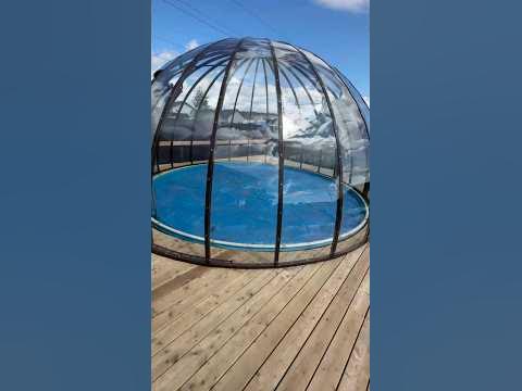 Прозрачный купол для бассейна с москитной дверью - YouTube