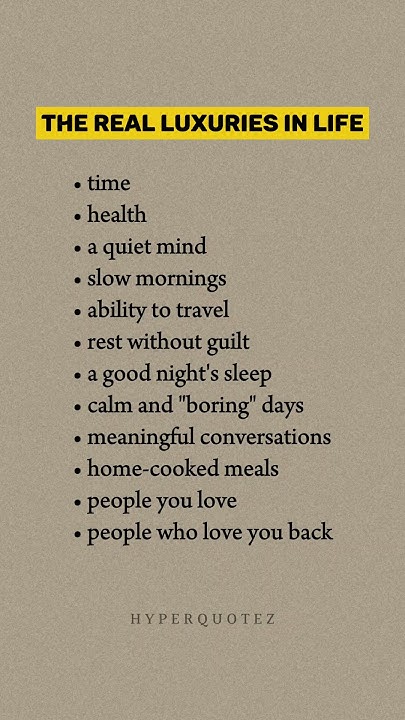 The real luxuries in life ? - YouTube