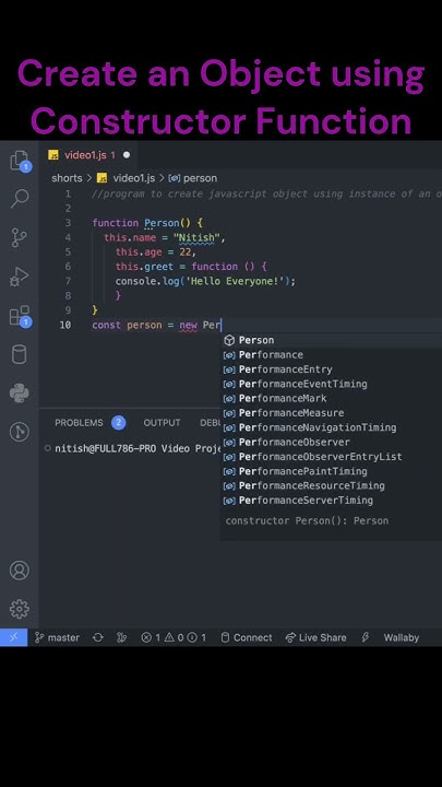 Create an object using Constructor Function #codesecret #javascript #programming - YouTube