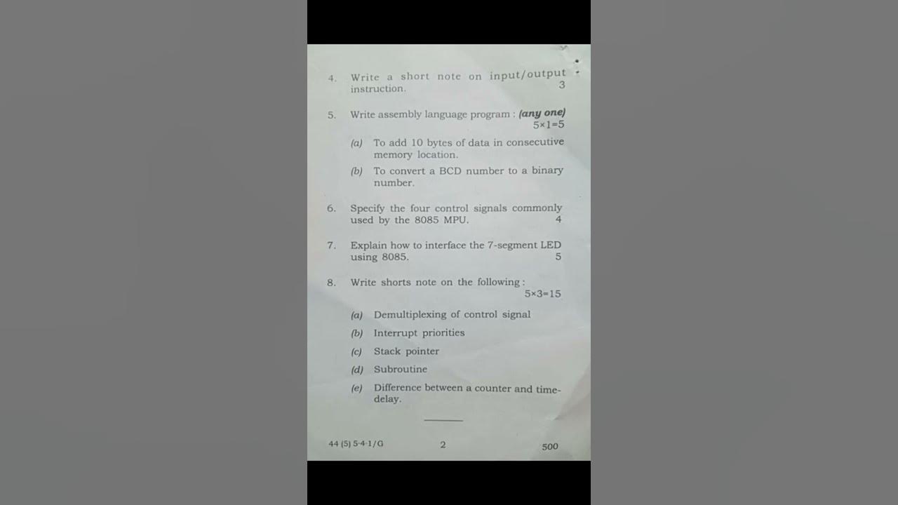 Microprocessor question paper for computer science ( 2017 ) || BCA Microprocessor question paper ...