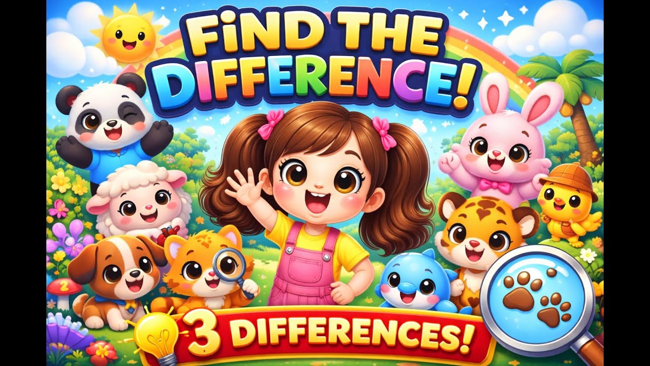 🎉 Spot the Difference 🐶🐰 | Find 3 Differences | Fun Game for Kids - YouTube
