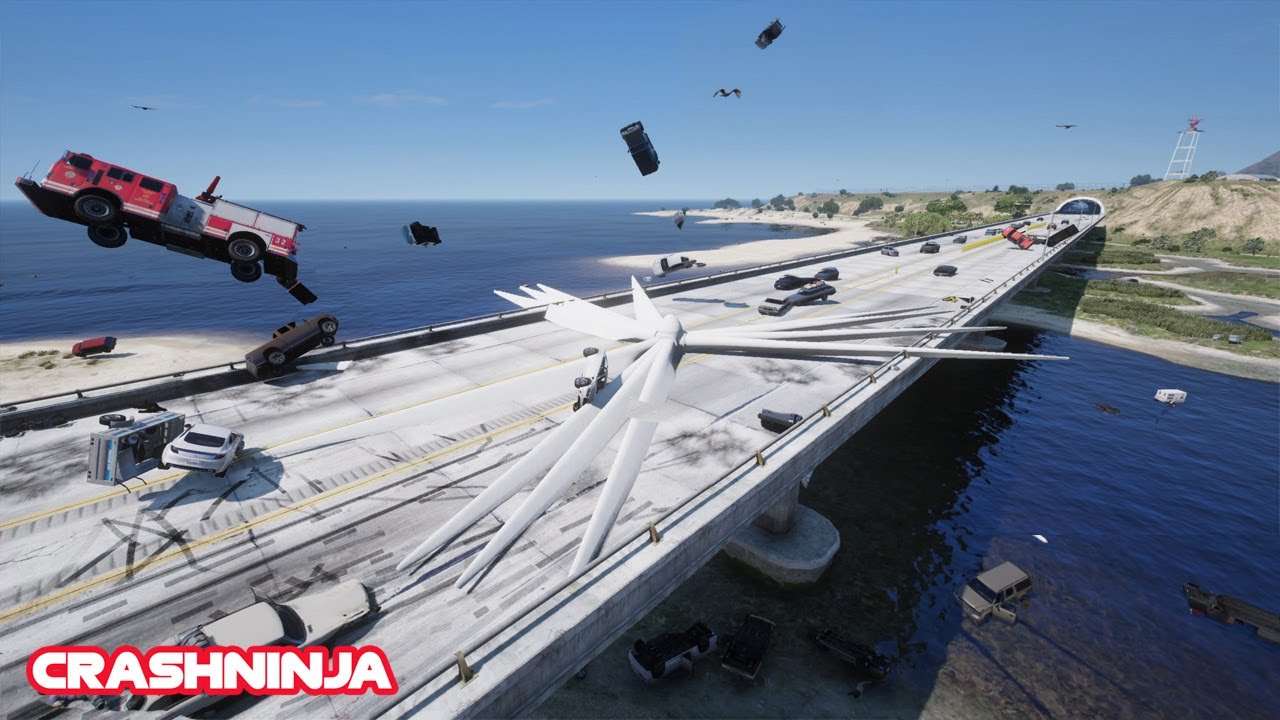 GTAV | Insane Bridge Chaos After Adding a Giant Windmill - YouTube