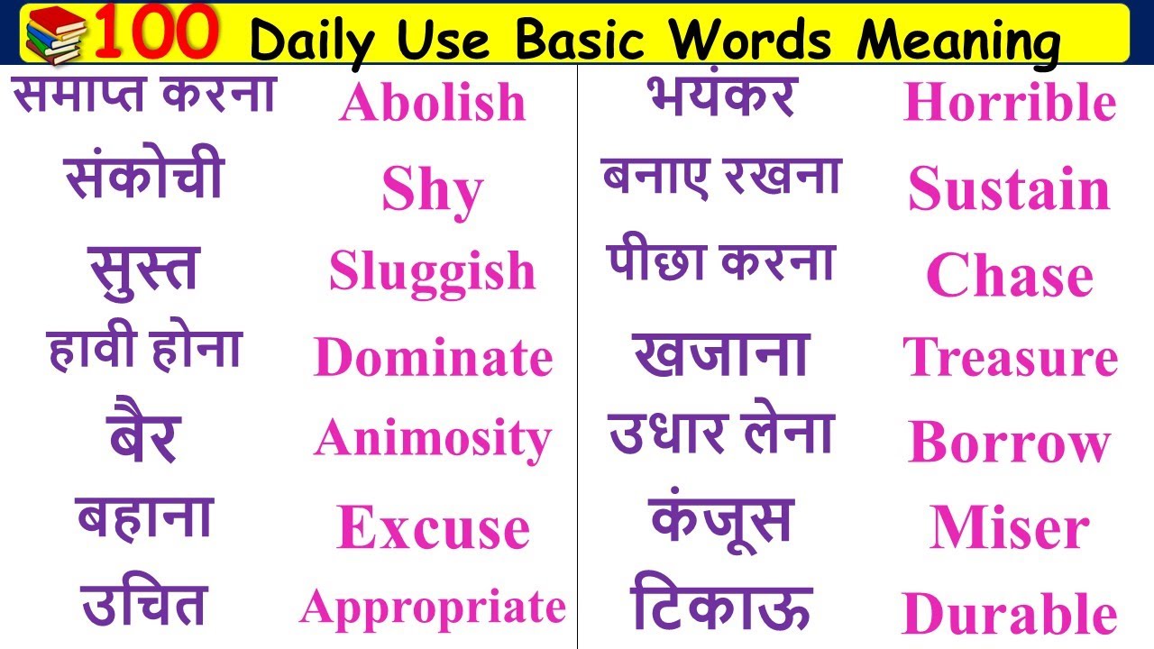 Daily Use Important Words Meaning | Basic English Words | Improve your ...