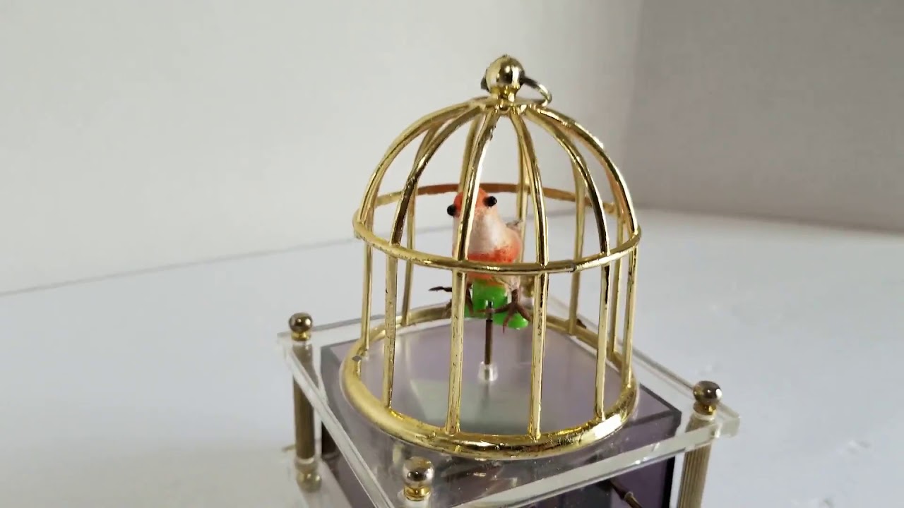 Vintage Bird in Cage Musical Box Japan Acrylic Box - YouTube