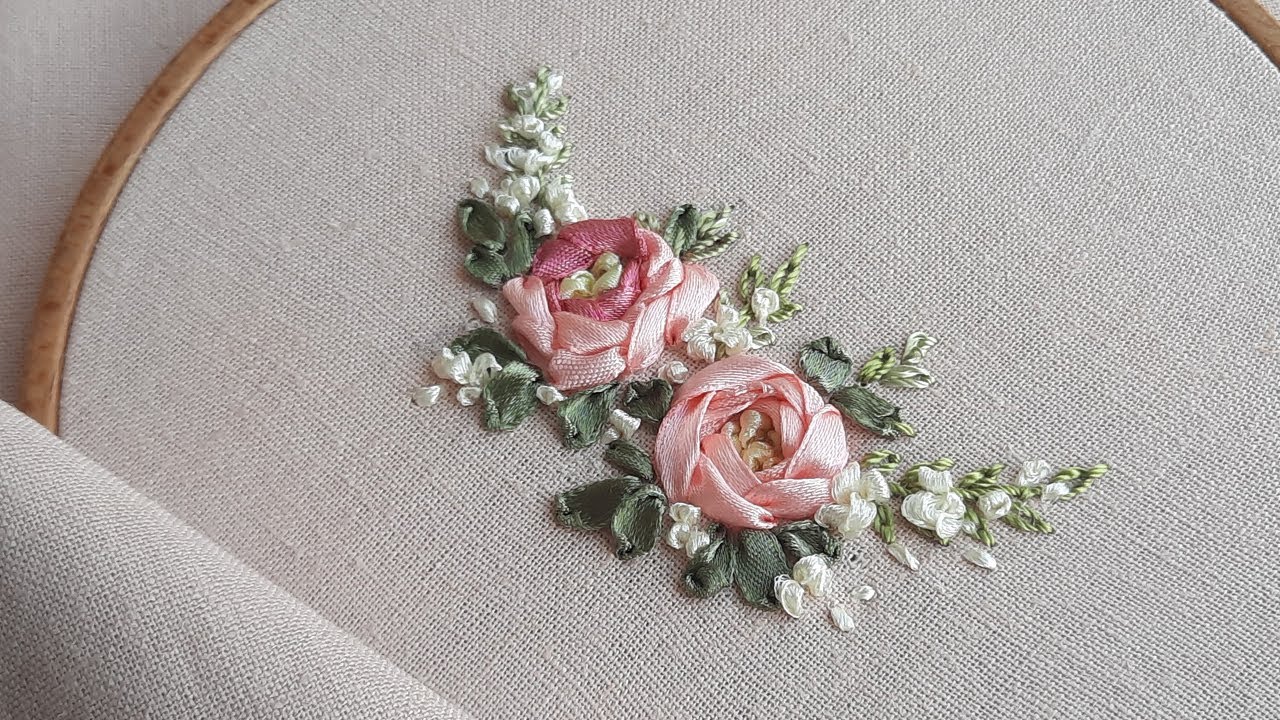 Ribbon embroidery - Silk Roses Amazing bouquet - YouTube