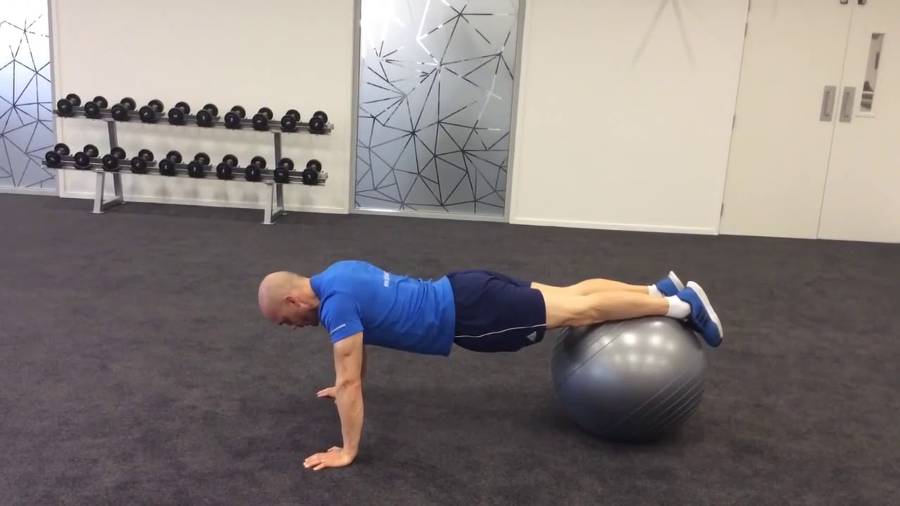Swiss ball push up - YouTube