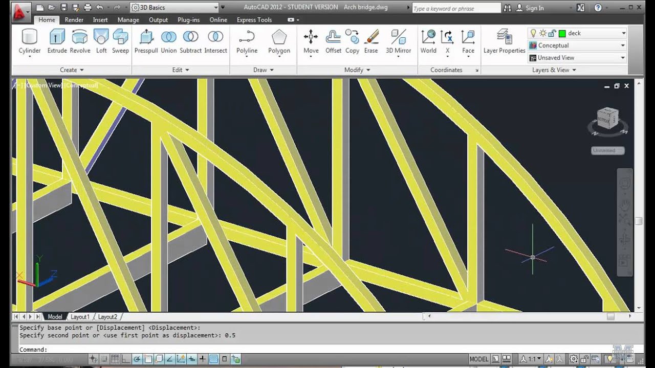 AutoCAD 19 - Finishing the 3D truss bridge part 2 of 2 - YouTube