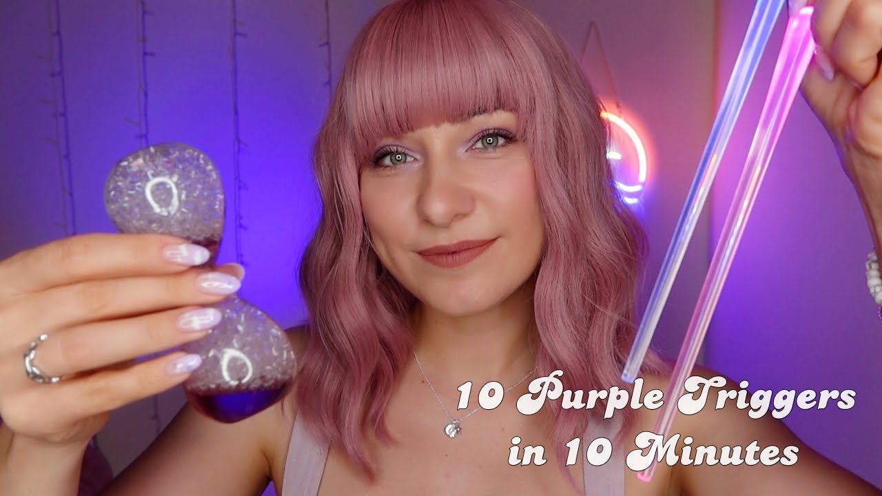 ASMR 💜 10 Purple Triggers in 10 minutes - YouTube