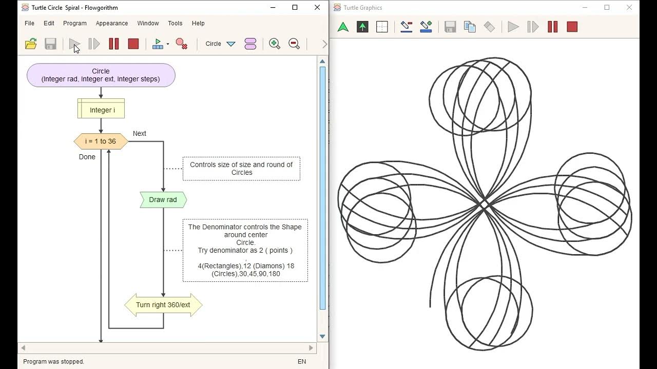 Turtle Graphics Spiral Circles - YouTube