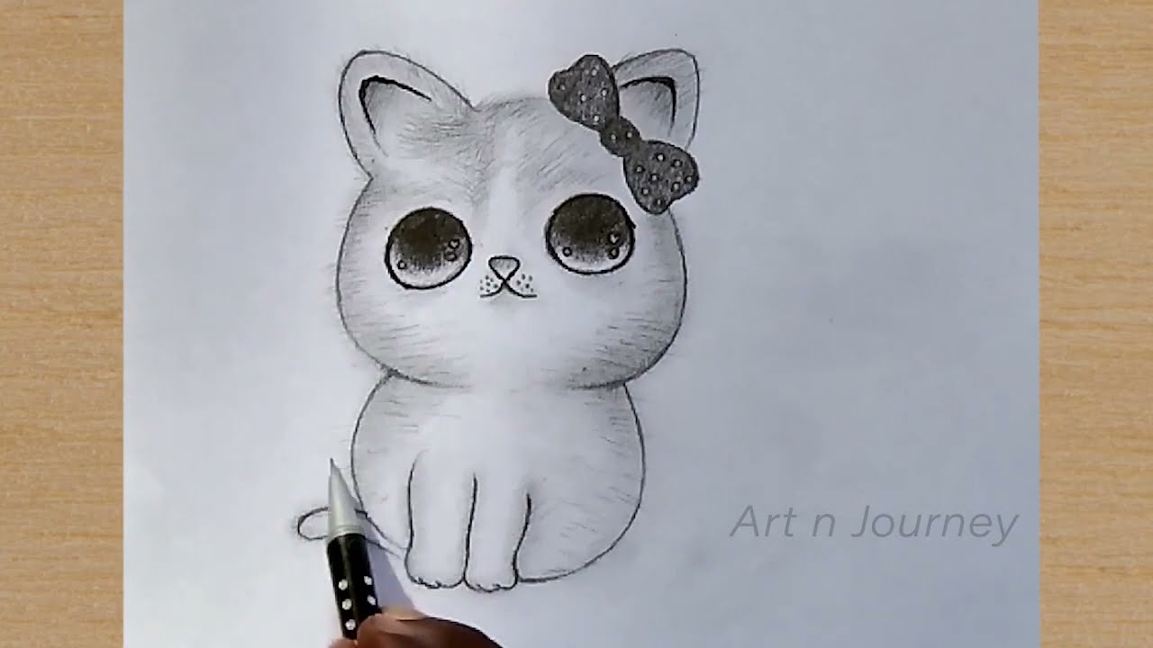 How to draw baby cute cat | cute cat drawing easy step by step ...