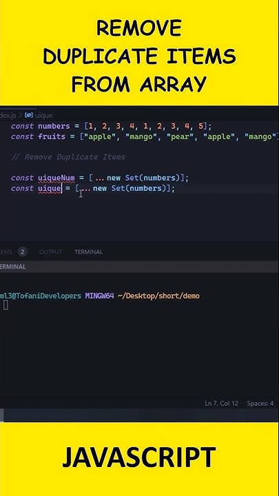 Remove Duplicates From Array Cool Trick 🔥 Shorts Javascript Tricks Youtube