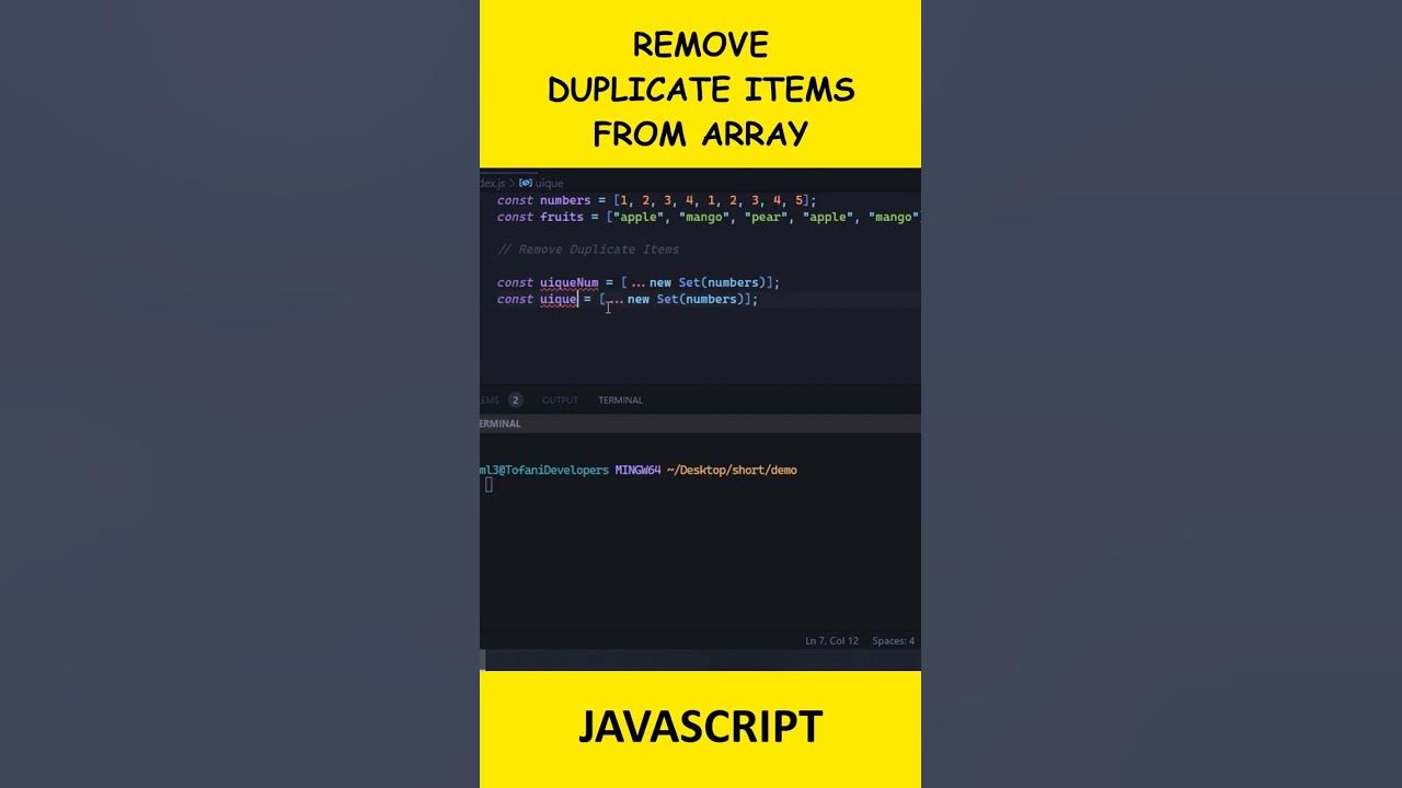 Remove Duplicates From Array Cool Trick 🔥 Shorts Javascript Tricks Youtube