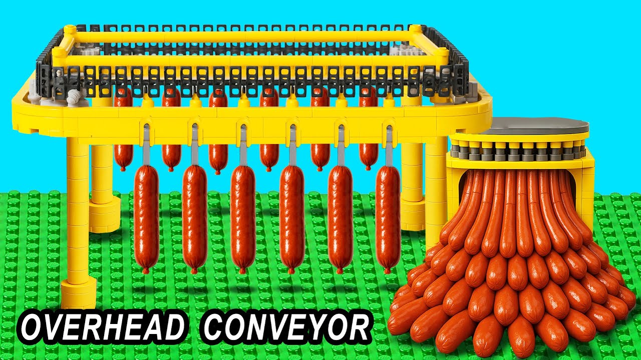 I Built a LEGO Overhead Conveyor to Move Sausages…LEGO Technic Factory ...