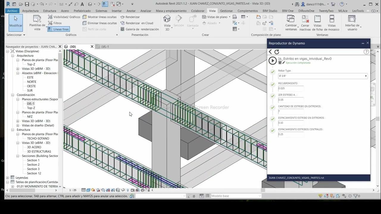 ACERO EN VIGAS CON DYNAMO PARA REVIT-REINFORCEMENT IN BEAM - YouTube