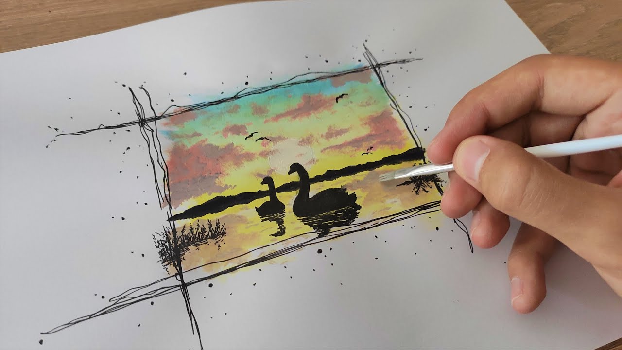 Acrylic painting | Swans drawing | Acrylic painting for beginners - YouTube