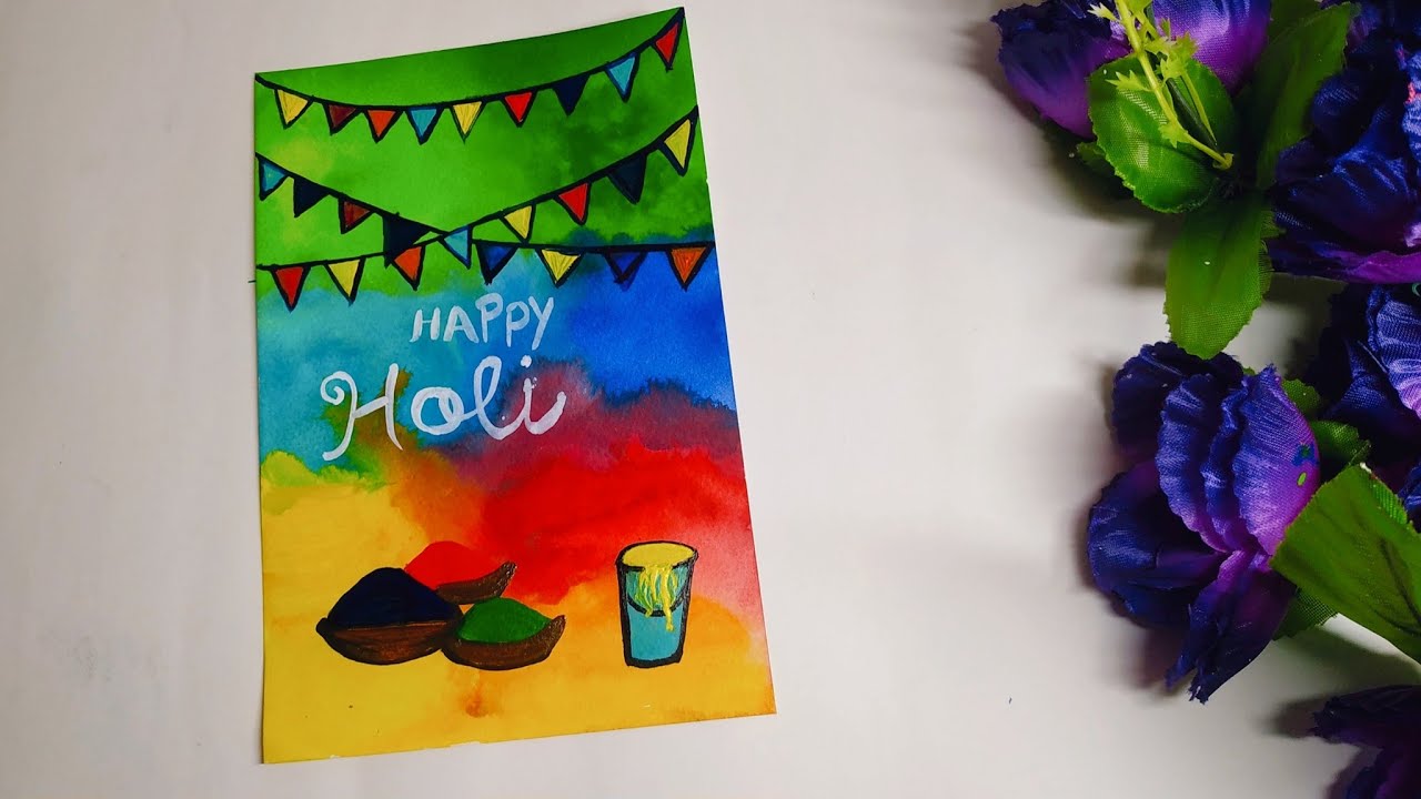 HOLI Painting 2020 | How to Draw HOLI Festival Drawing for Kids ...