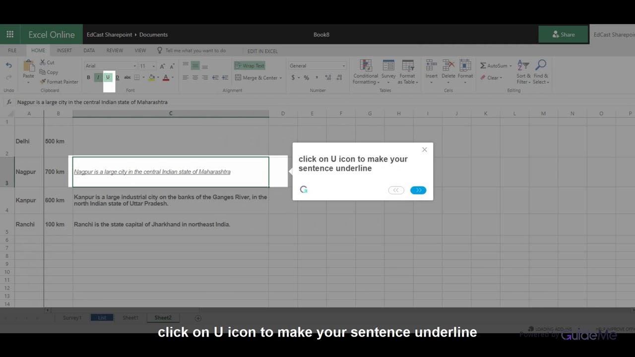 How to Add and Format Text In Excel Online @Office365 - YouTube