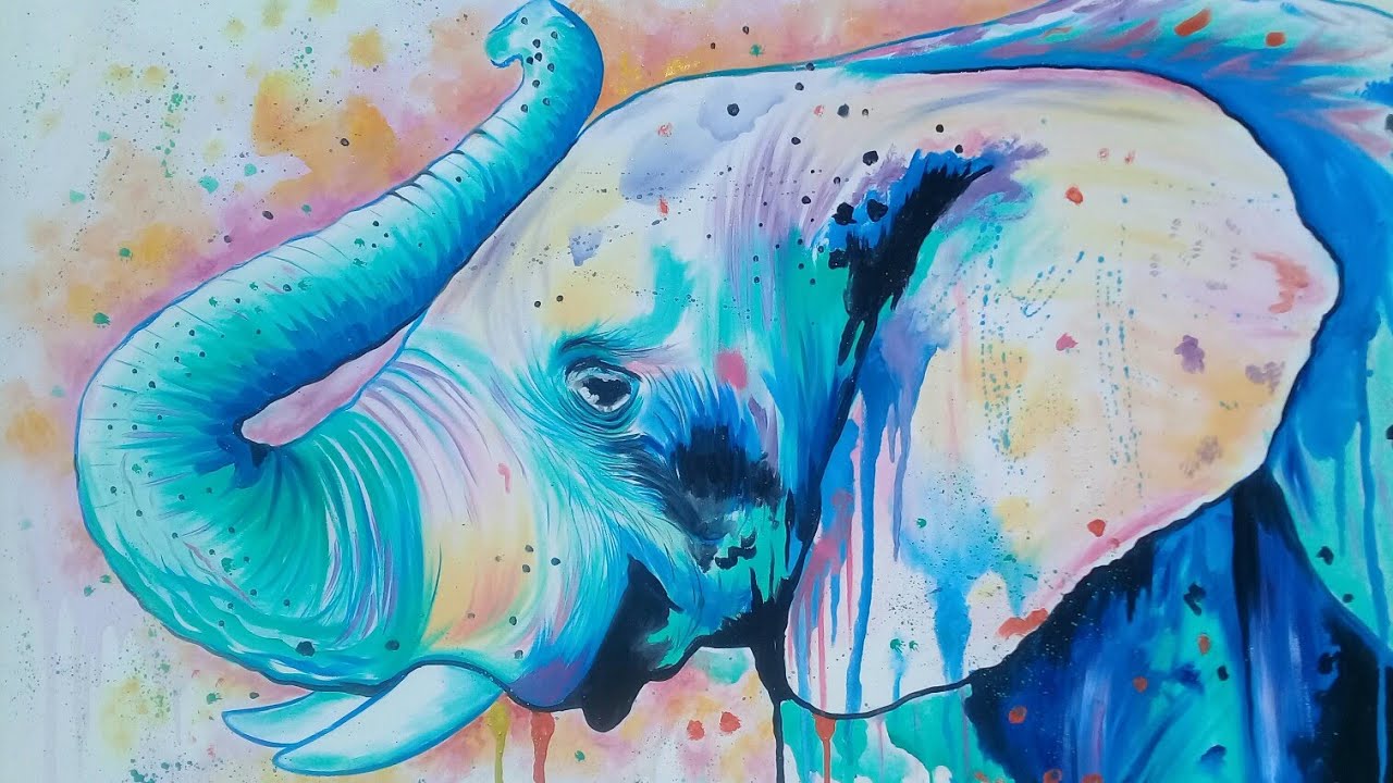 Como pintar (elefante) de colores.con Eli Mendez pintor al Óleo. - YouTube