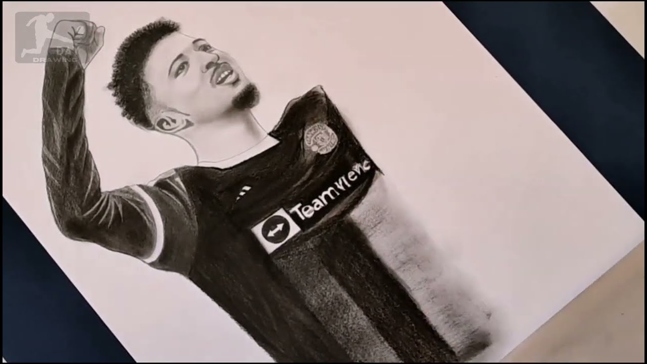 Drawing Sancho in Manchester United 2022 || photoreal drawing Jadon ...