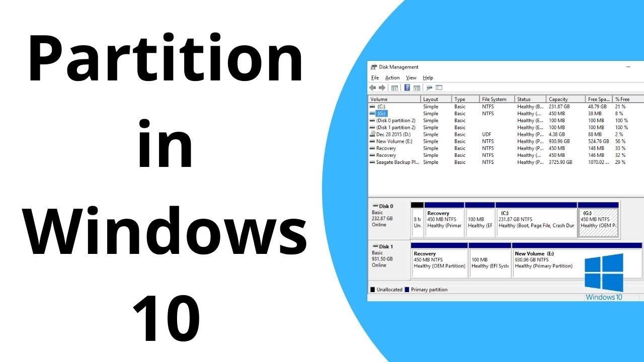 Windows 10 : How To Create Partitions In 2020 (Easy Way) - YouTube