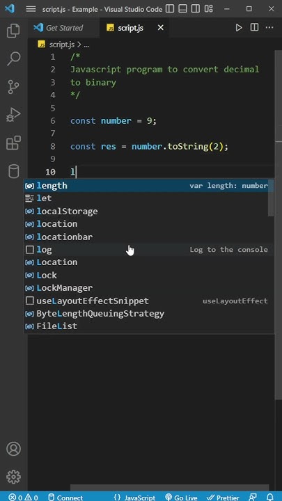 Javascript Program To Convert Decimal To Binary Youtube