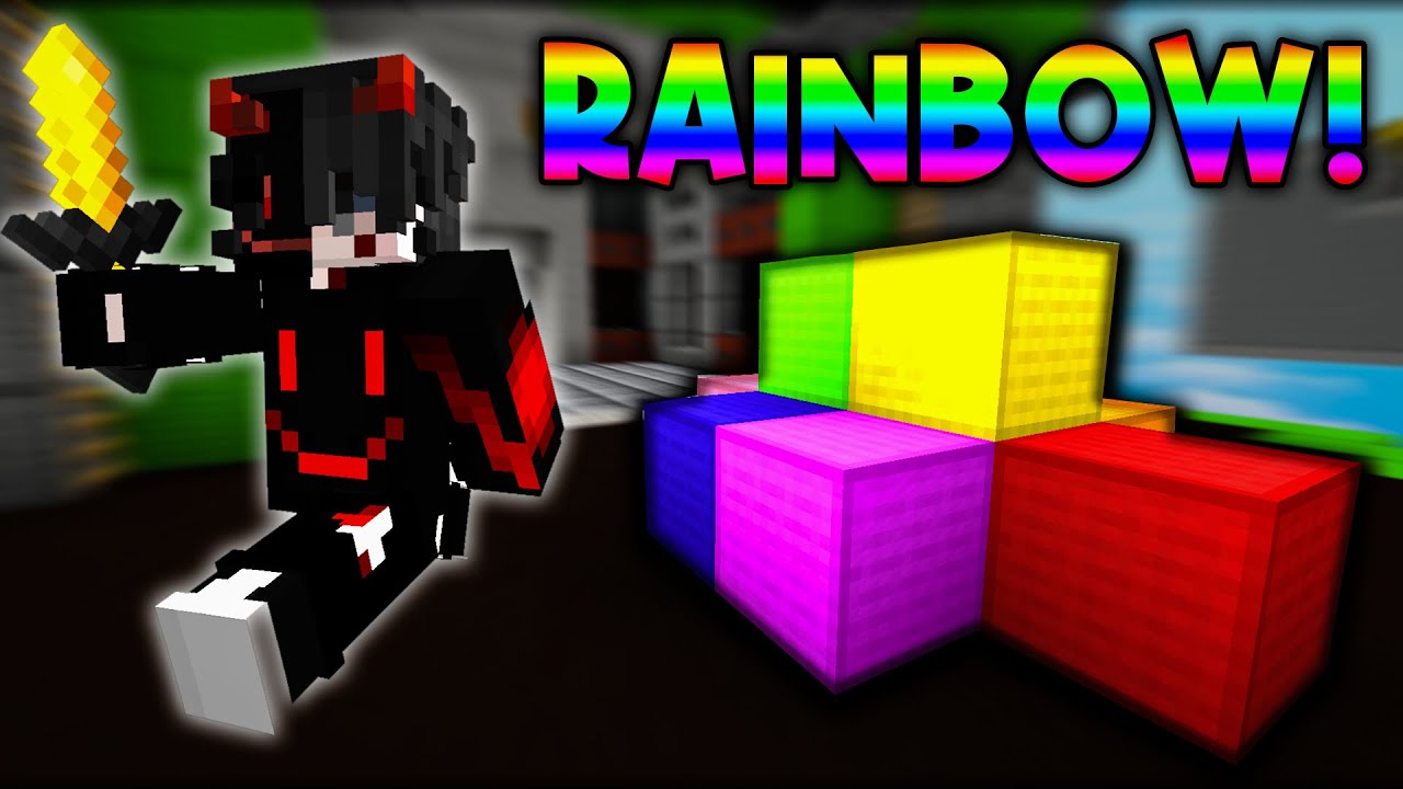 Minecraft Bedwars, RAINBOW WOOL challenge.. | Blocksmc - YouTube