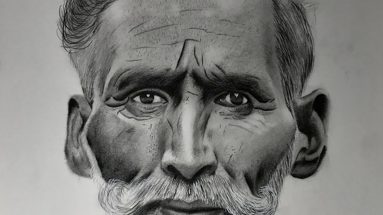 Sketch of an old man | Time lapse⚡️| Hyperrealism art - YouTube