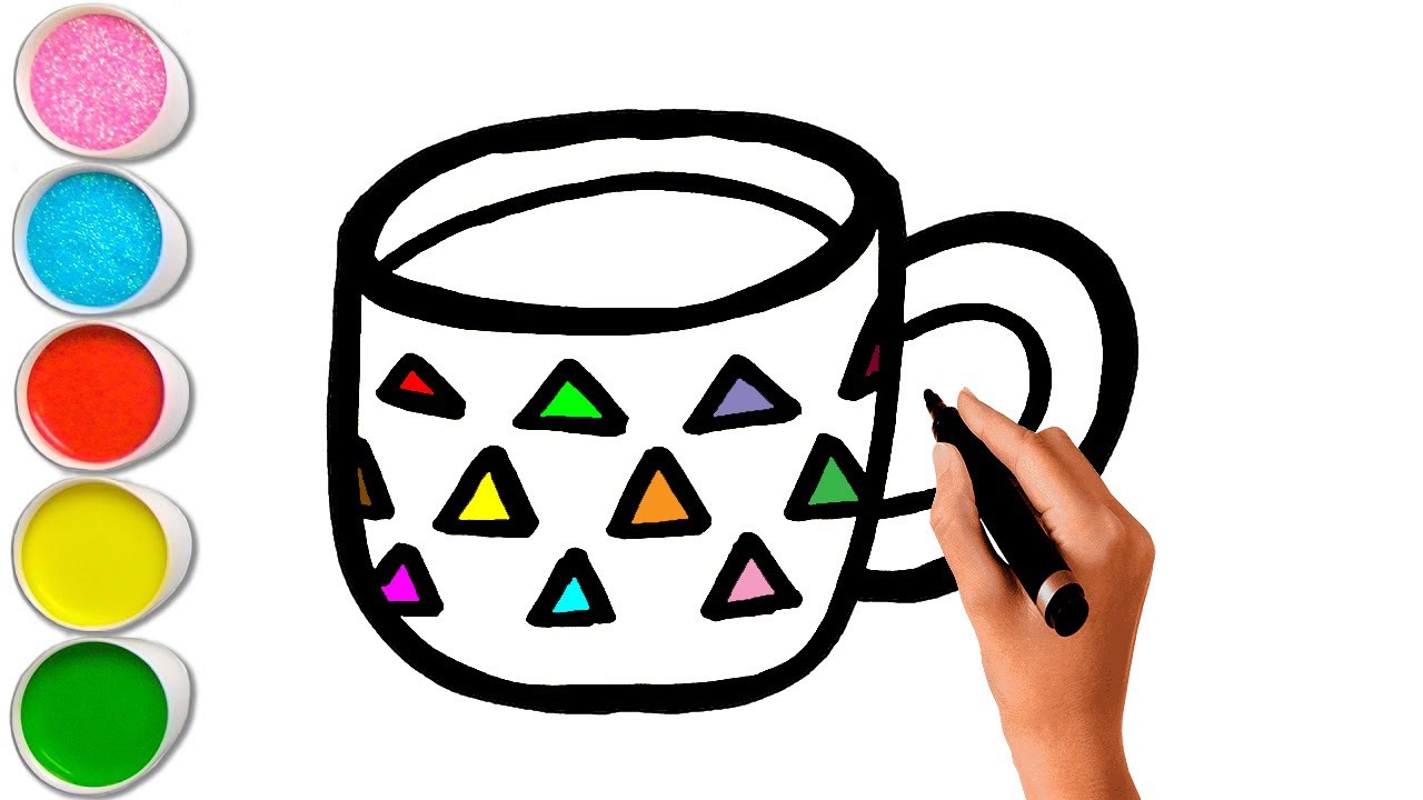 How to draw Glass and color for kids - YouTube