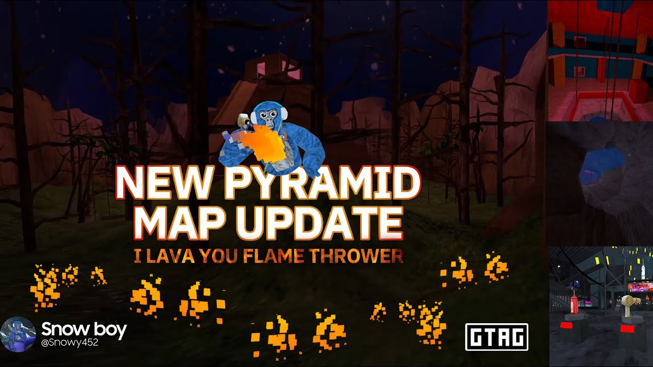 Gorilla Tag - New Pyramid Map and I Lava You Flame Thrower update - YouTube