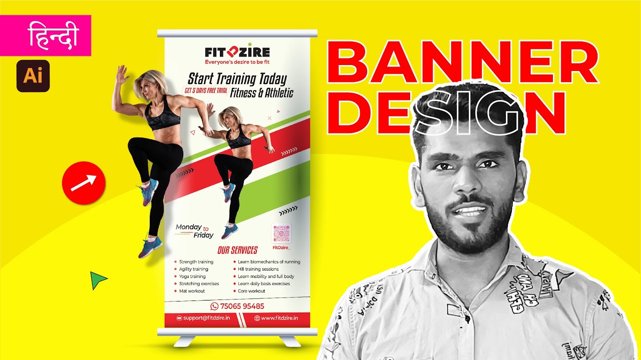 Professional Banner Design in 10 minutes , Roll-up Standee Design ...