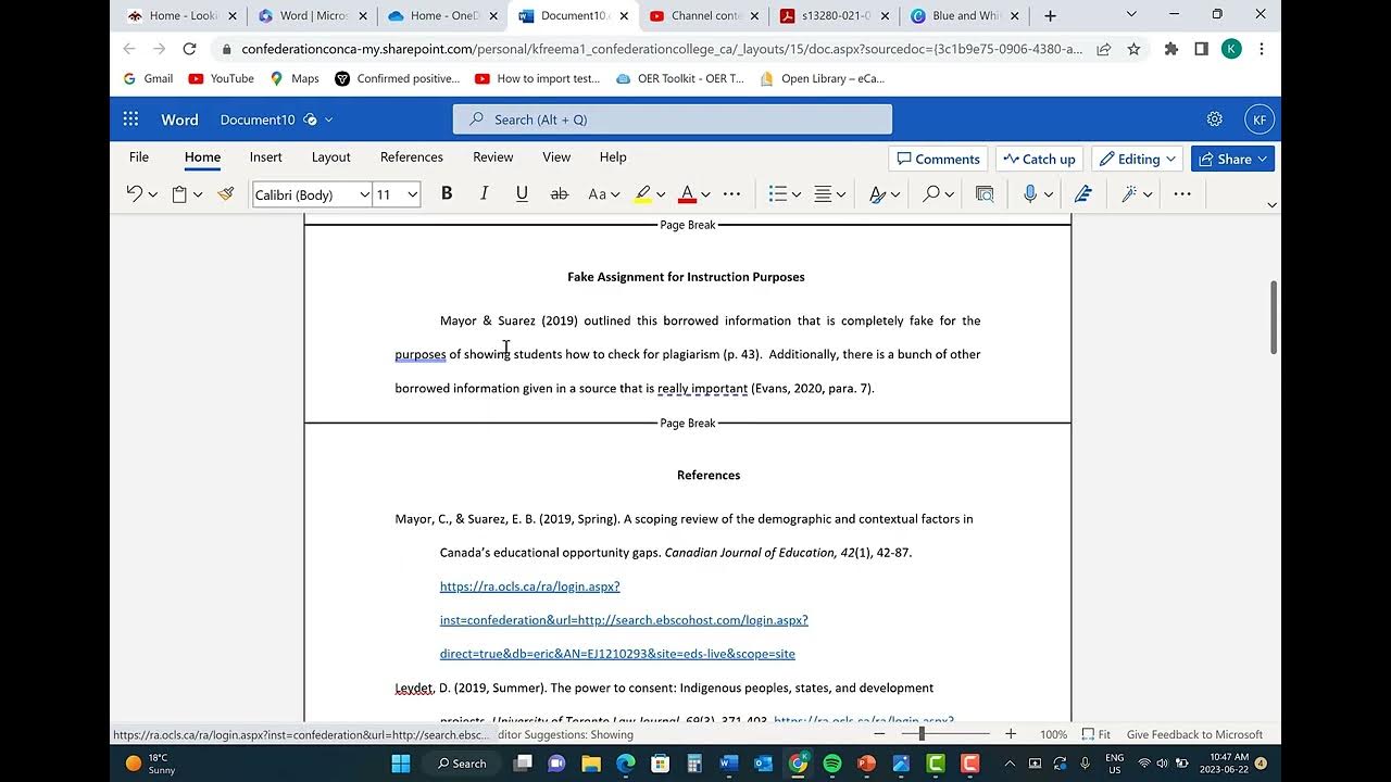 How to Create a 7th ed. APA References Page in Microsoft 365 - YouTube