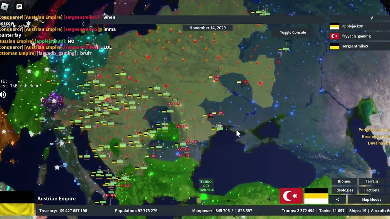 Roblox rise of nation , Austrian empire Vs ottoman empire and Russian ...