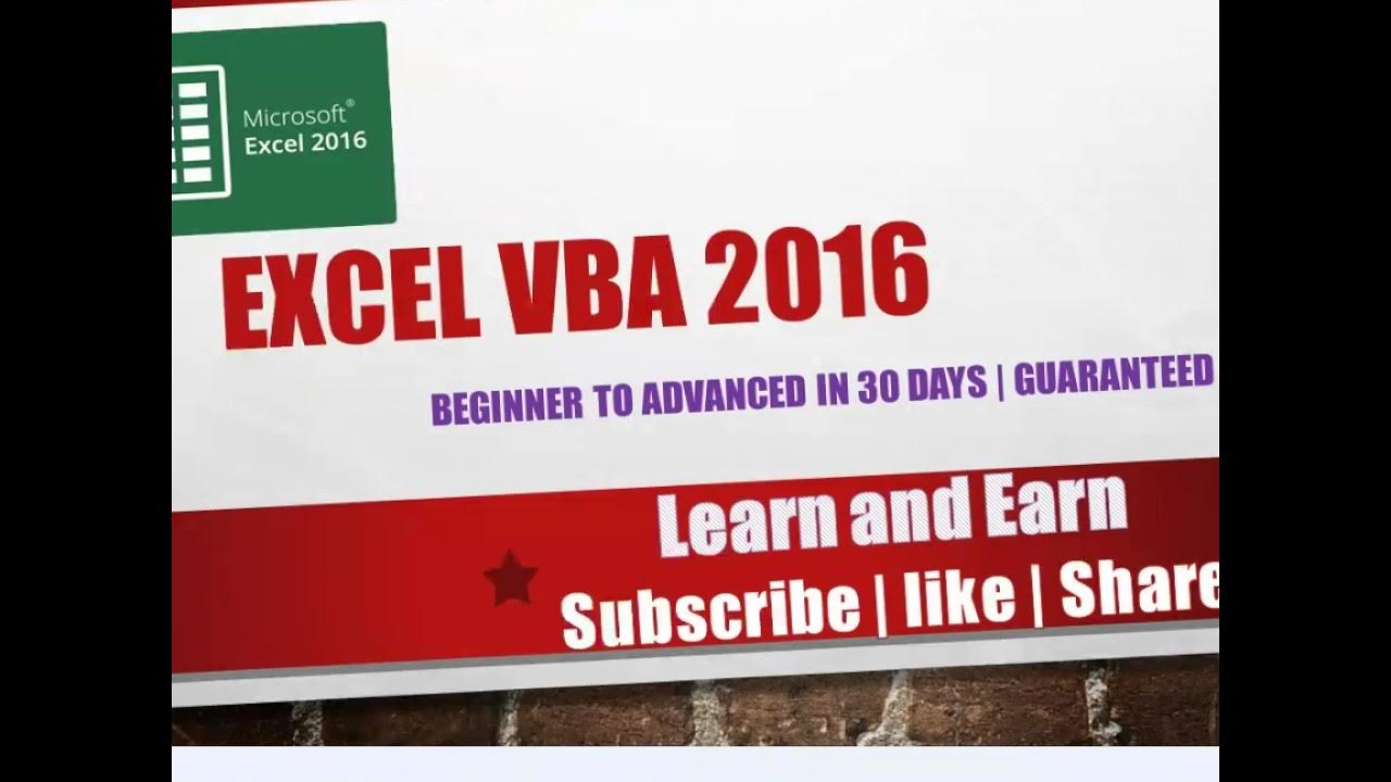 Excel VBA 2016 Complete Tutorial for Beginners | Part 2 - YouTube
