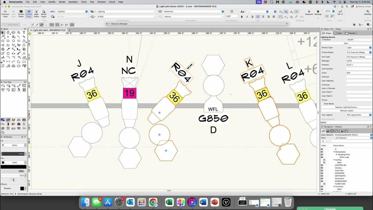 #7 Creating a SIMPLE light plot in Vectorworks Spotlight 2024 - Overstage lighting Part 2 - YouTube