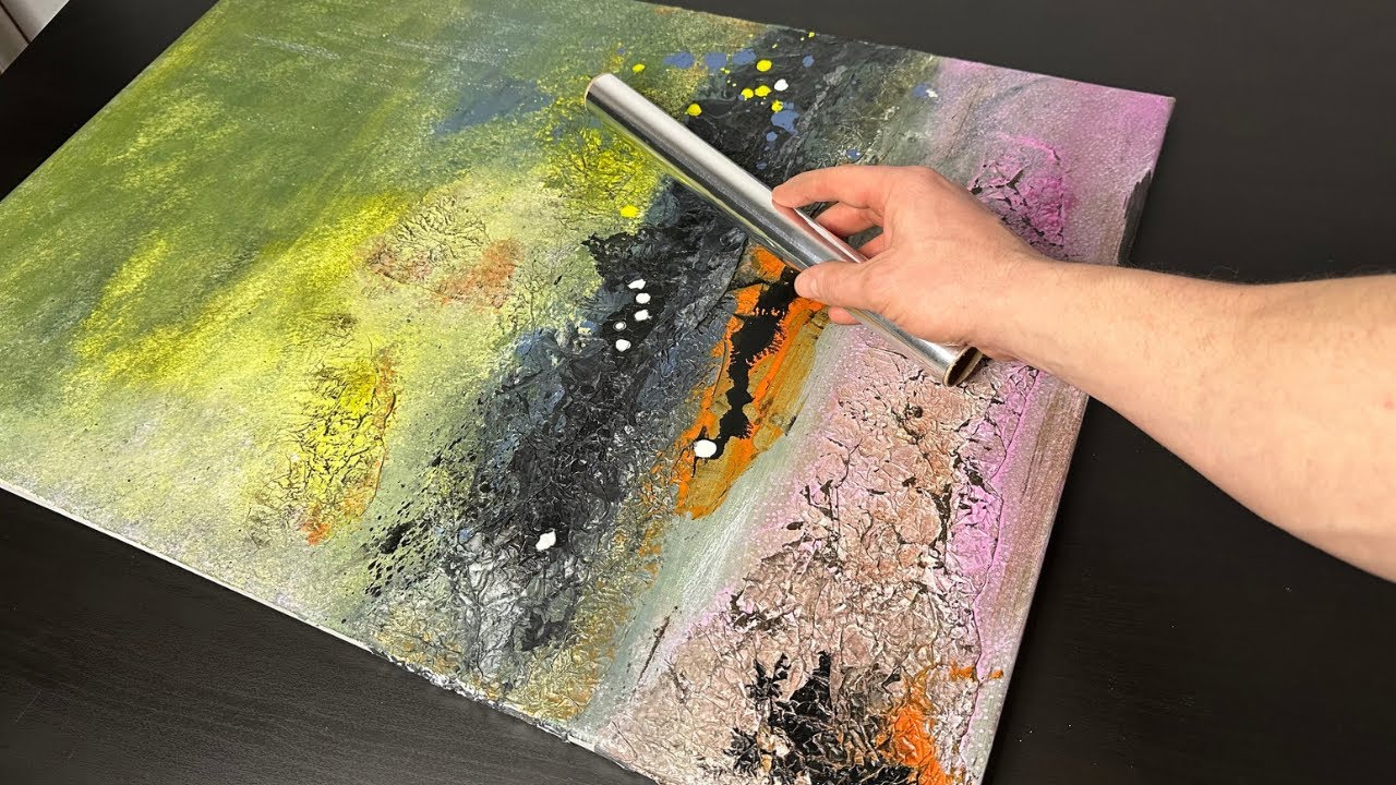 Abstrakte Acrylmalerei mit Alufolie | DIY ART | spannende Strukturen erzeugen | abstract art ...
