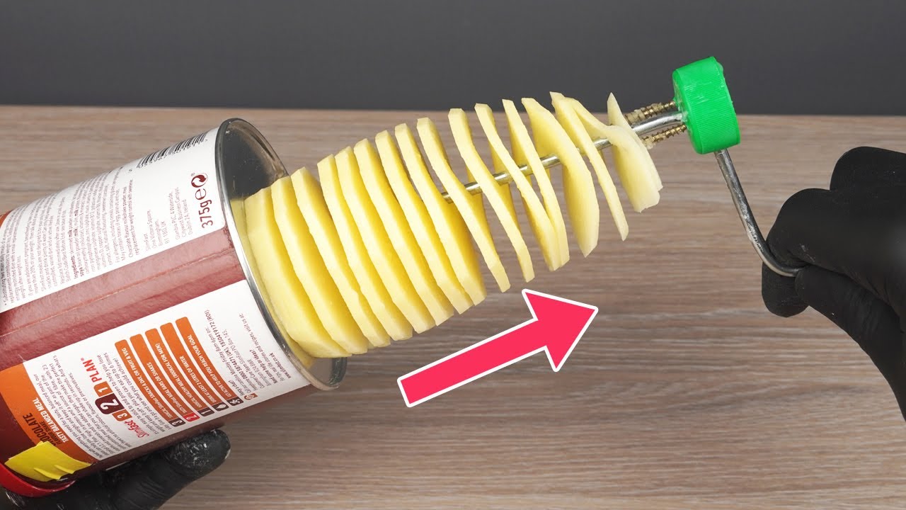 How To Make A Spiral Potato Cutter DIY Spring Potato Machine - YouTube