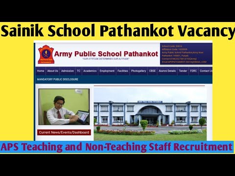 Army Public School Pathankot Recruitment | Sainik School Vacancy | APS ...