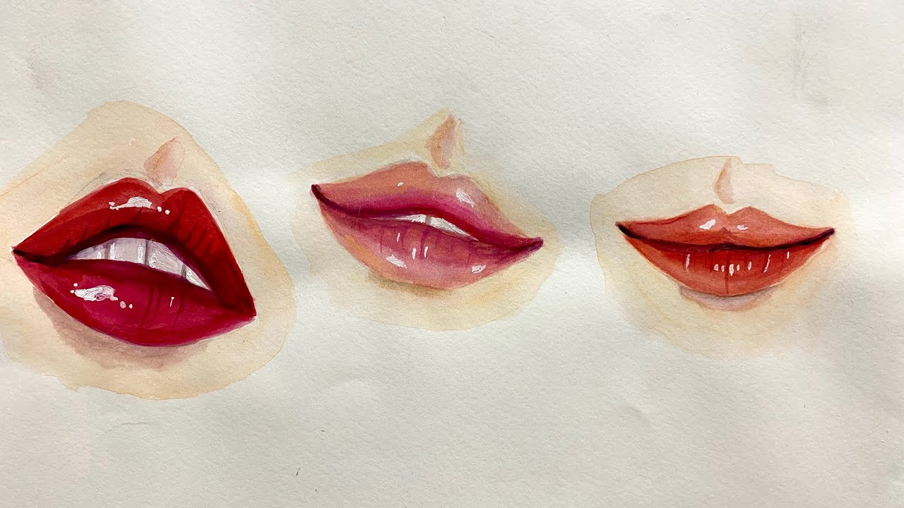 How to paint realistic lips with watercolour tutorial | Step by step ...